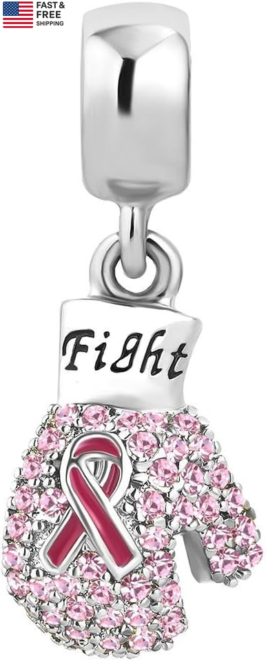 Pink Ribbon Charms for Bracelets Fight Breast Cancer Awareness Boxing ...