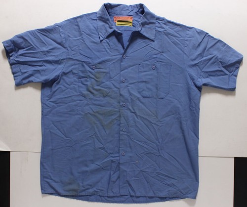 Vintage Men's Mechanic Work Shirt Blue sz XL Industrial Uniform | eBay
