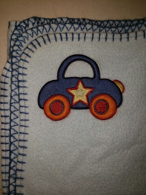 Blue Baby Connection Blanket Fleece Car Red Wheels Yellow Star Baby ...