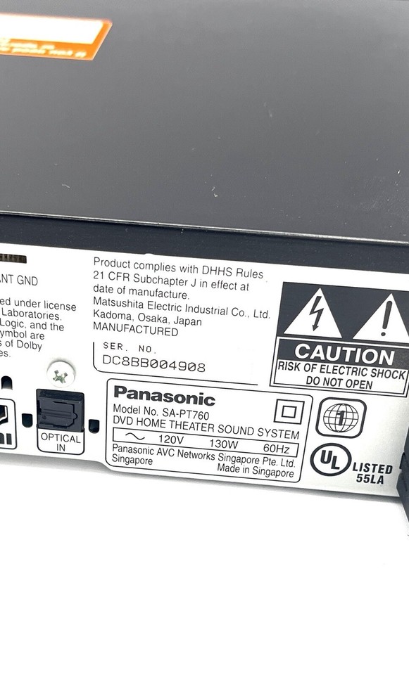 Panasonic SA-PT760 5.1 Home Theater Sound System Main Unit+Transmitter ...