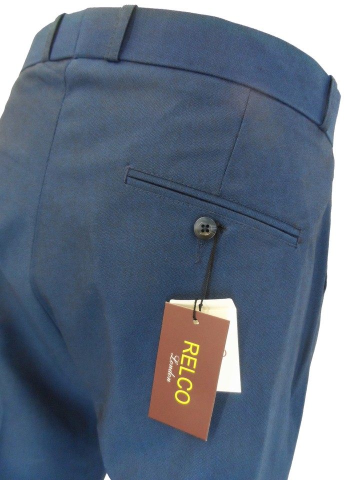 Mens Tonic Blue/Black 60S 70S Retro Mod Vintage Sta Press Trousers ...