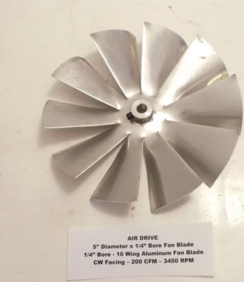 AIR DRIVE 5" x 1/4" Bore Fan Blade - 10 Wing Aluminum Fan Blade - CW ...