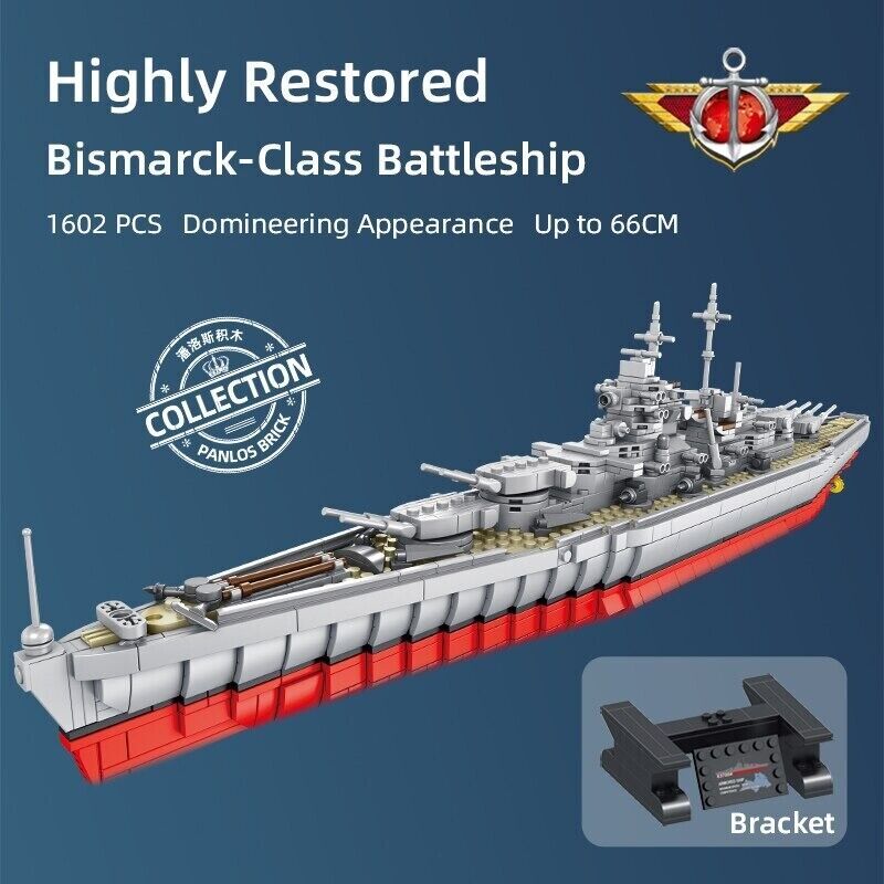 Building Blocks MOC Military WW2 German Bismarck Battleship Warship ...