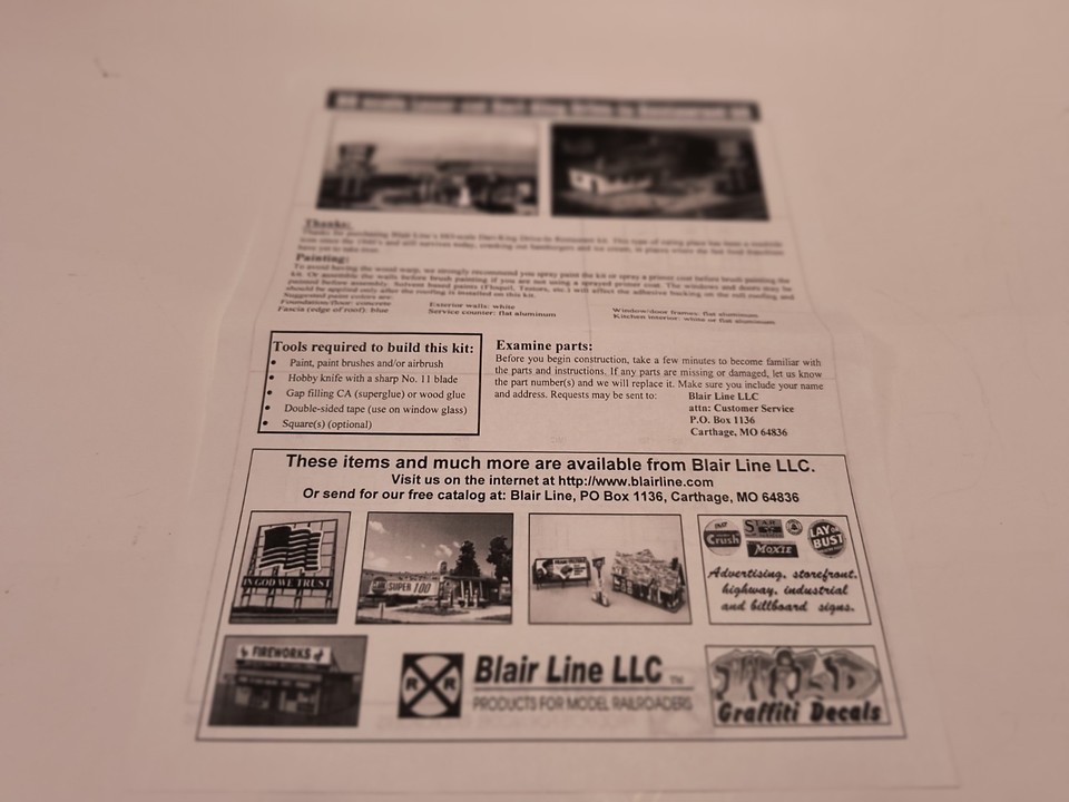 Blair Line LLC - HO Dari-King Drive In - Kit #182 - HO Scale | eBay