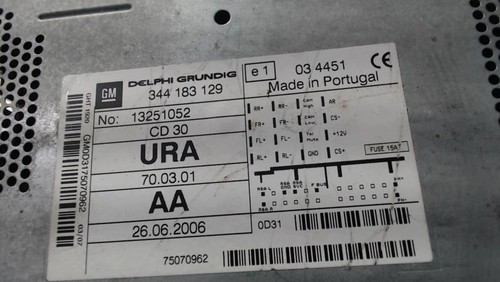 13464825 IMPIANTO AUDIO / RADIO CD / 2073263 PER OPEL ASTRA GTC COSMO ...