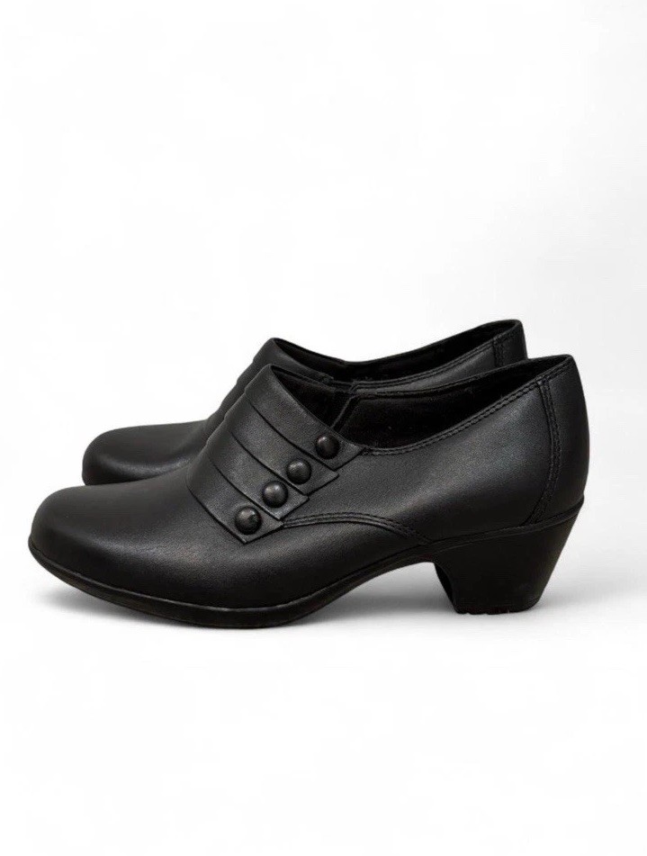 Women's Clarks Bendables Black Leather Ingalls Falls Heeled Booties ...