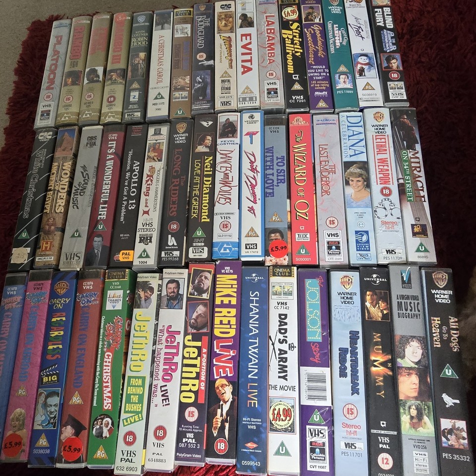 VHS Video Tape Bundle Job Lot - 48x VHS TAPES from The 70s 80s And 90s ...