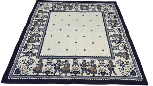 Vintage Baumwolle Tea Cloth 25x26.5 Inches Blue White Printed Austria ...