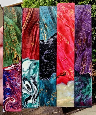 (5) Stabilized And Dyed Maple Burl Hybrid Pen Blanks Diamond Paint Lot ...