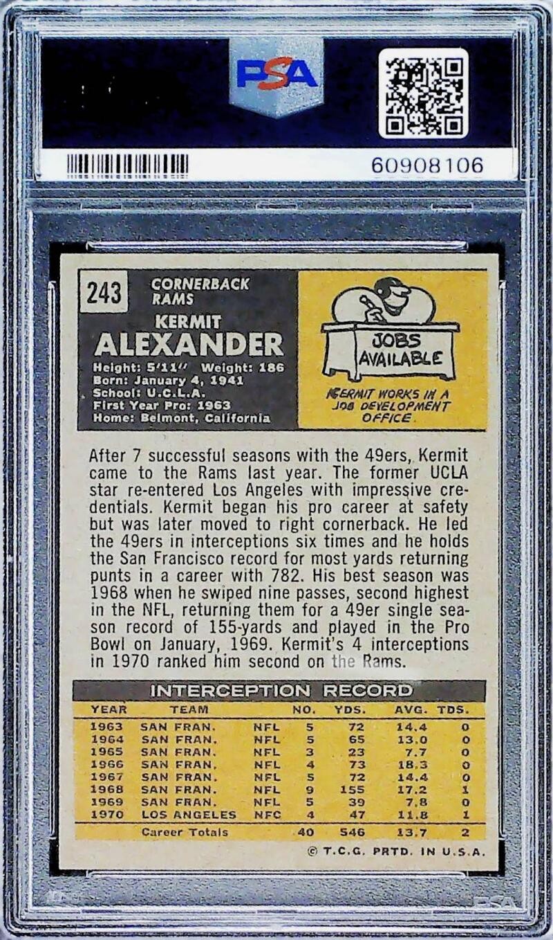 1971 Topps - Kermit Alexander #243 for sale online | eBay