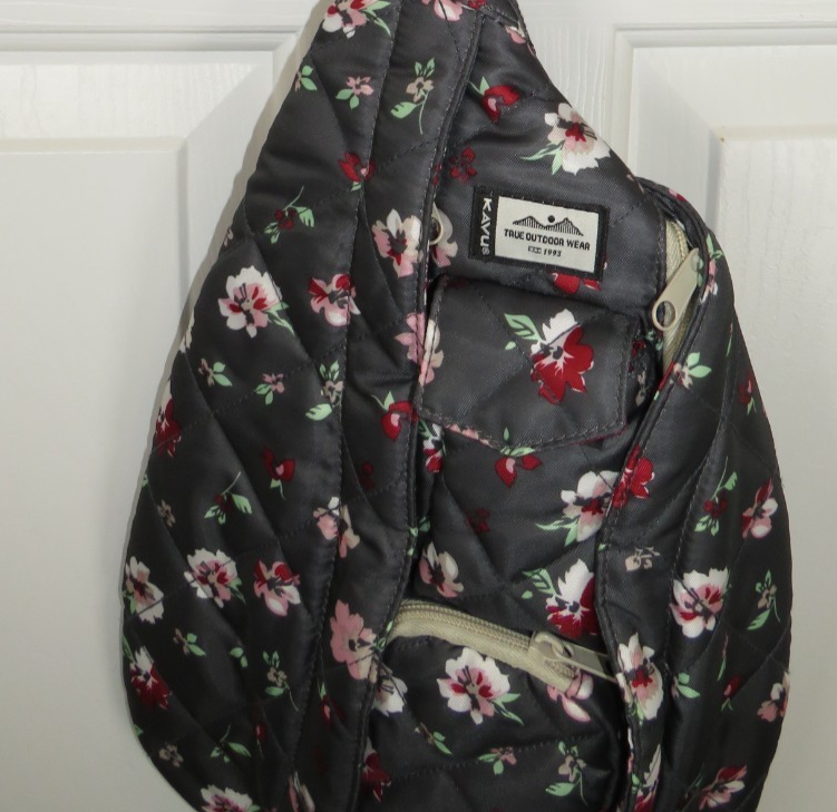 Kavu Rope Puff Bag Sling Mini Crossbody Quilted Backpack Travel Floral ...
