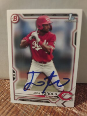 Jose Torres Autograph 2021 1st Bowman Draft Paper Signed Card BD-125 ...