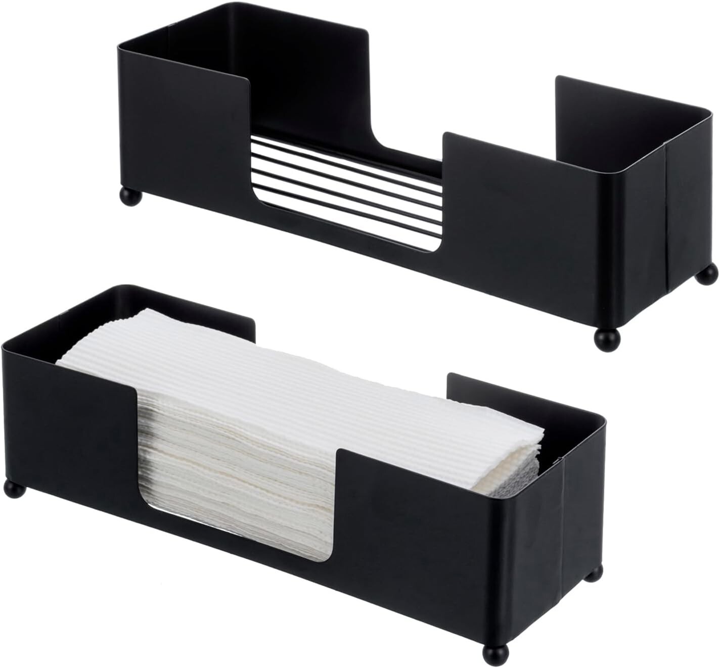 Black Metal Tabletop Folded Paper Hand Towel Holder, Tissue Paper Tray ...