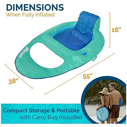Spring Float Recliner Chair Inflatable Pool Float for Adults with Cup ...