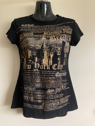 DAVIDA USA Black Gold slim XL short sleeve T-shirt logo print front ...