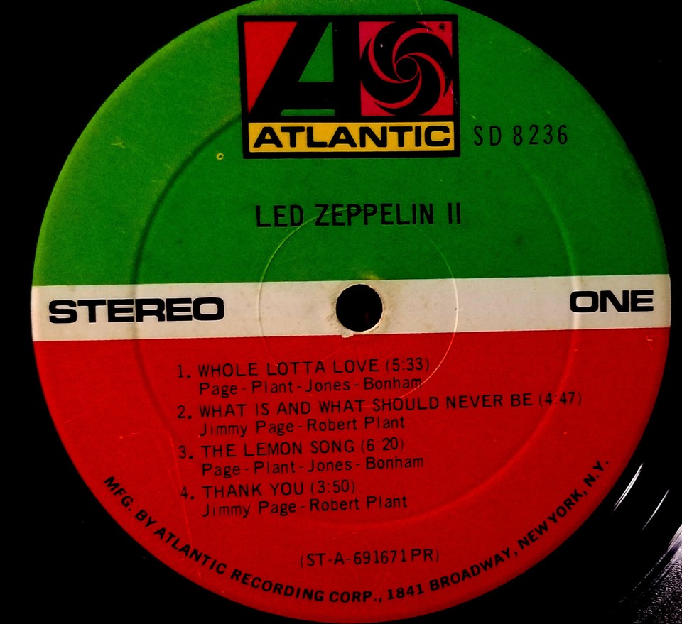 LED ZEPPELIN II LP 1969 Atlantic SD 8236 RL SS, with no Robert Ludwig ...