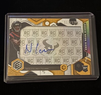 2021 Nico Collins Panini Elements Rookie Neon Signs On-Card Auto RC ...