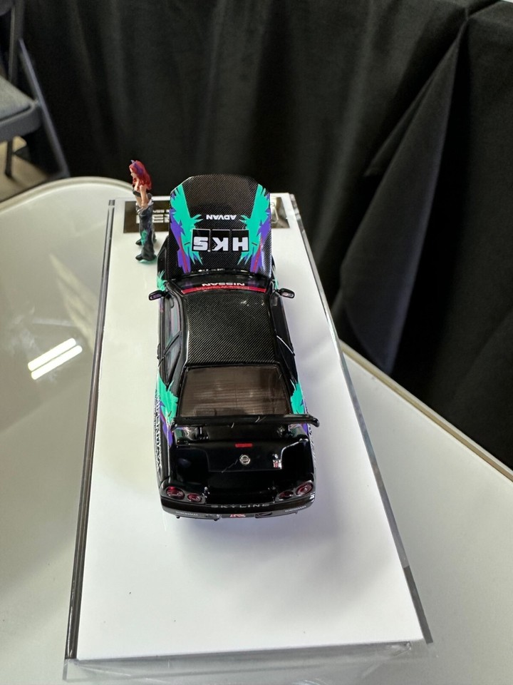 NISSAN SKYLINE GT-R R34 HKS LIVERY HOOD & TRUNK OPENS FIGURE 1/64 BY ...