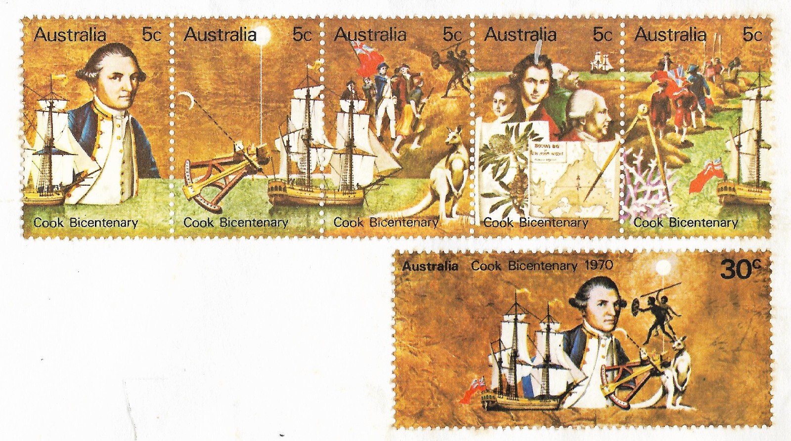 Australia Post, FDC, Captain Cook Bicentenary, april 1970, set of 6 ...
