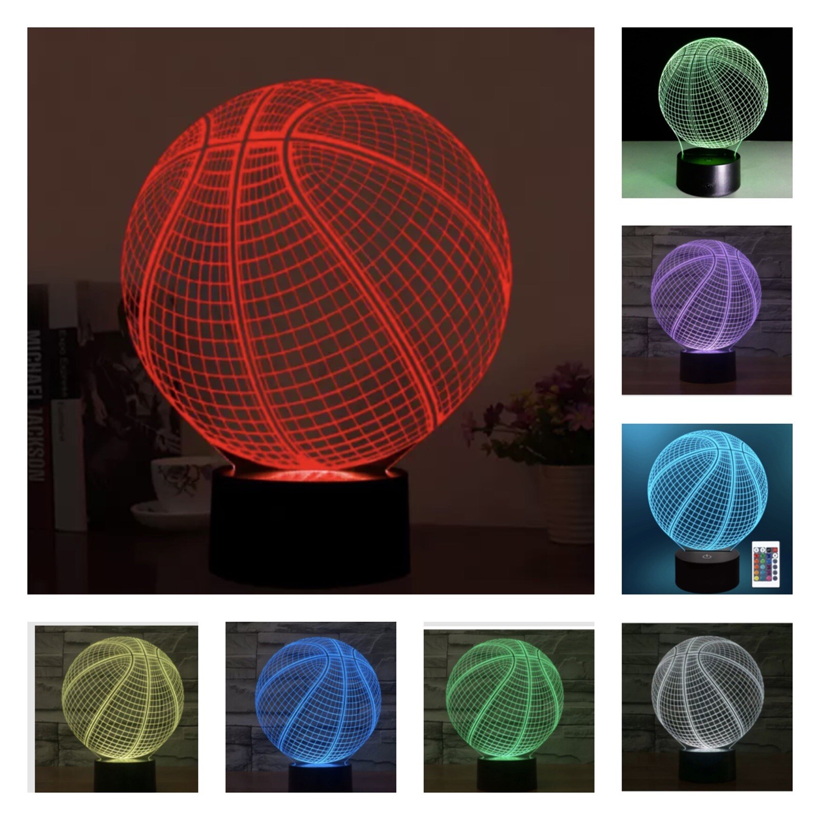 Basketball NBA NBL 16 Colors Night Light 3D LED Table Lamp Kids Gift ...