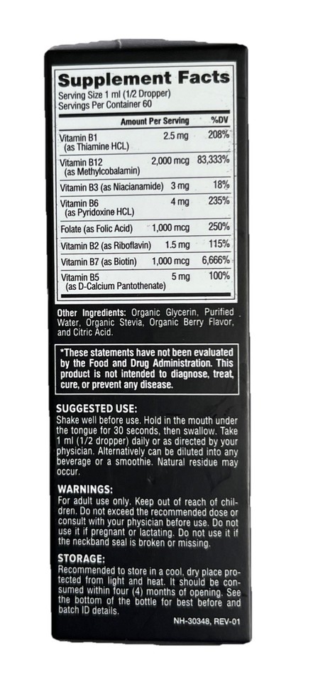 8 in 1Organic Vitamin B-Complex Liquid Drops B1 B12 B3 B6 B2 B7 B9 ...