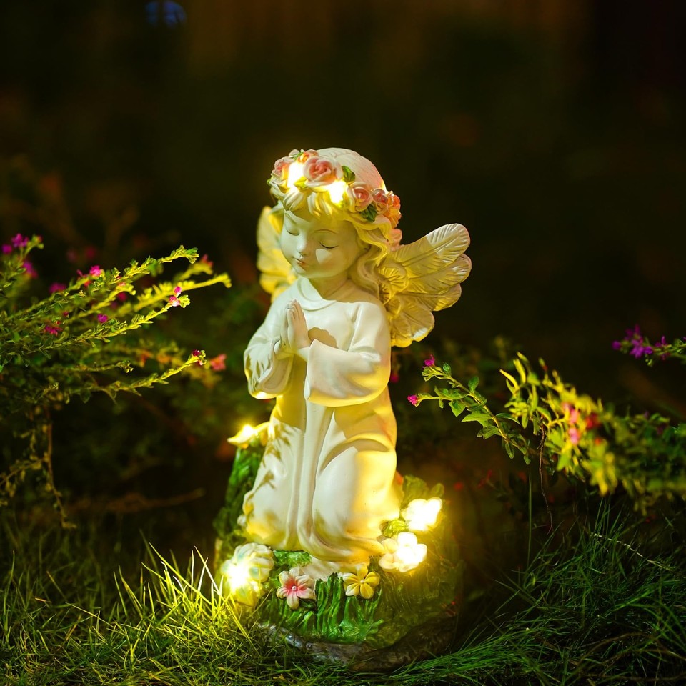 Pohabery Angel Garden Decor Statue Solar Angel Decorations for Yard ...