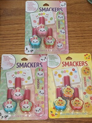 3 Lot SMACKERS 16pc Set NAIL POLISH Water Based Stickers & File | eBay