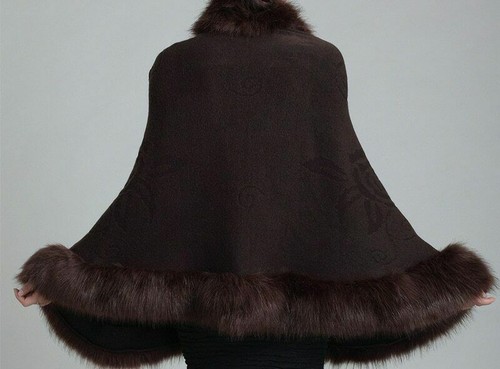 Winter Women Fur Coat Cape Autumn Winter Faux Fur Cape Coat Warm ...