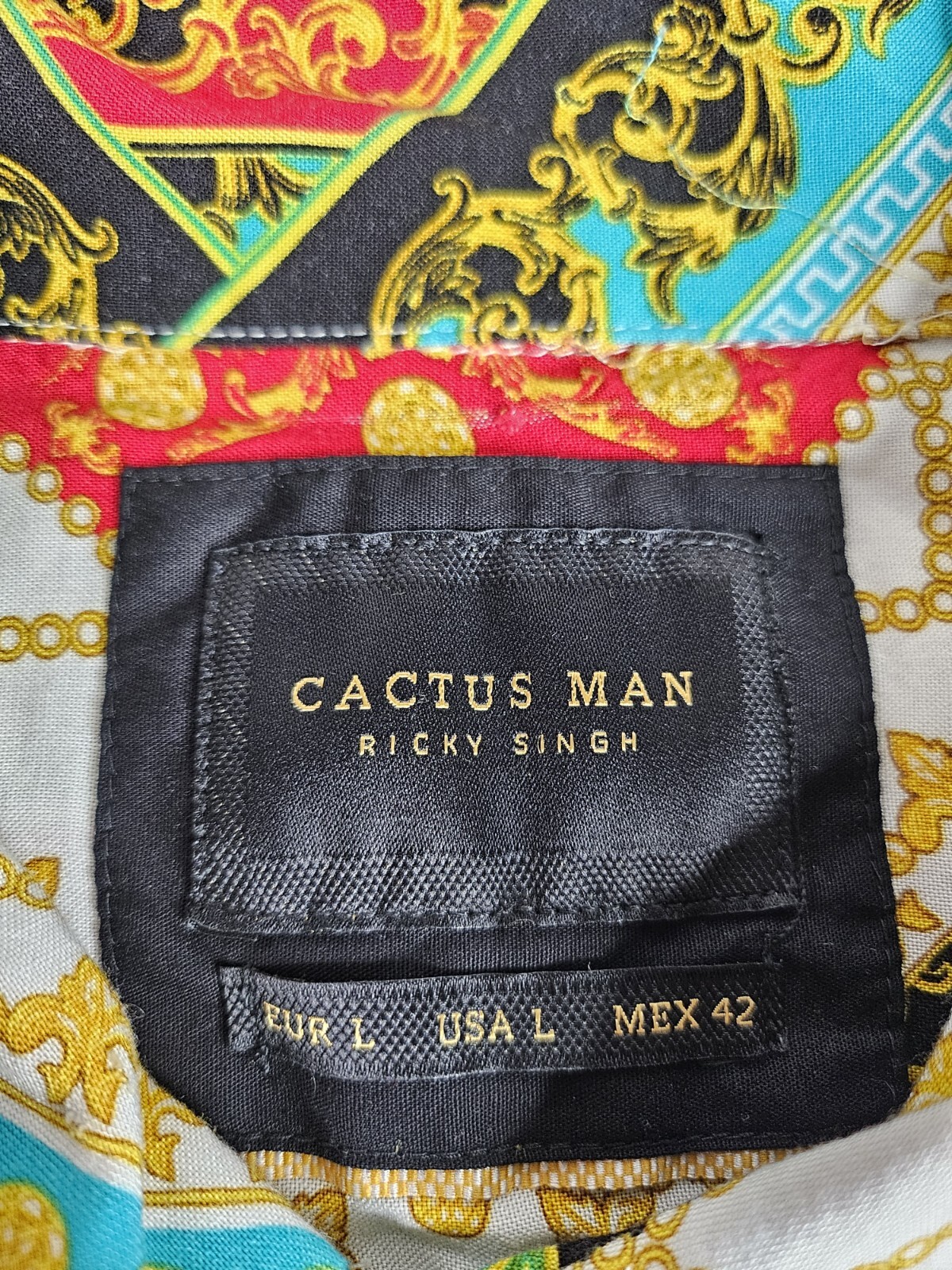 Cactus Man Ricky Singh Multicolor Geo Pattern Button … - Gem