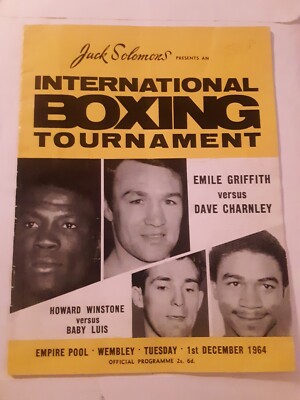 Emile Griffith Dave Charnley Boxing Program Welterweight Champion 1964 | eBay