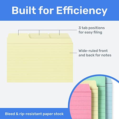 Tabbed Index Cards 4 x 6 Inches Assorted Colors 48-Pack FT07218 | eBay