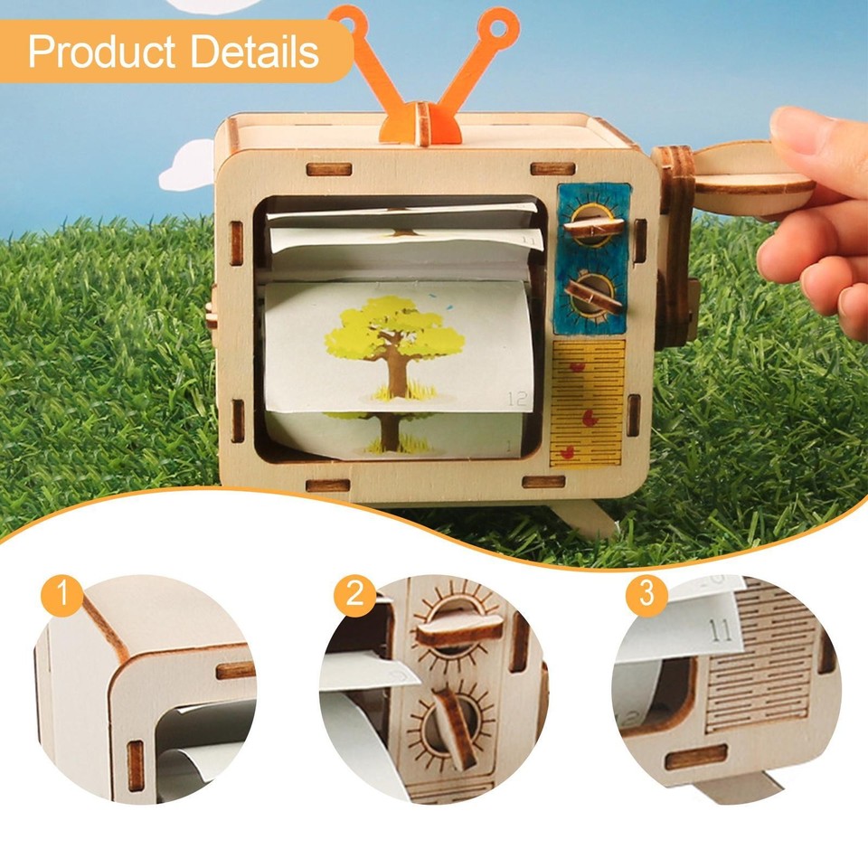 DIY Hand Crank Animation Machine Model Kit Teens Wooden Building ...