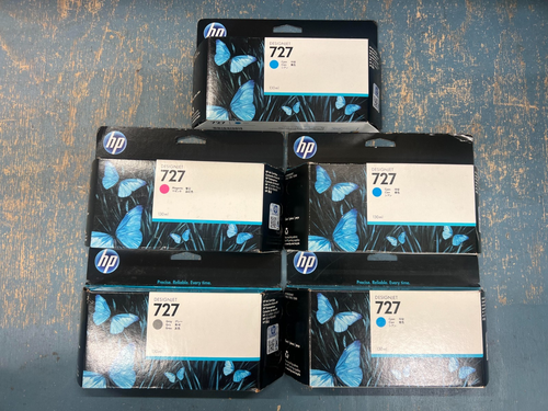 New Genuine HP 727 Ink x5 Cartridge Cyan Magenta Gray B3P19A B3P24A ...