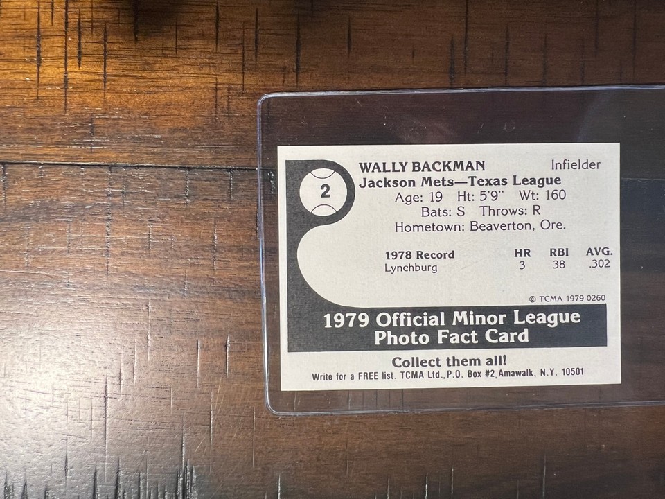 1979 TCMA Minor League #2 Wally Backman RC Rookie Card Jackson Mets | eBay