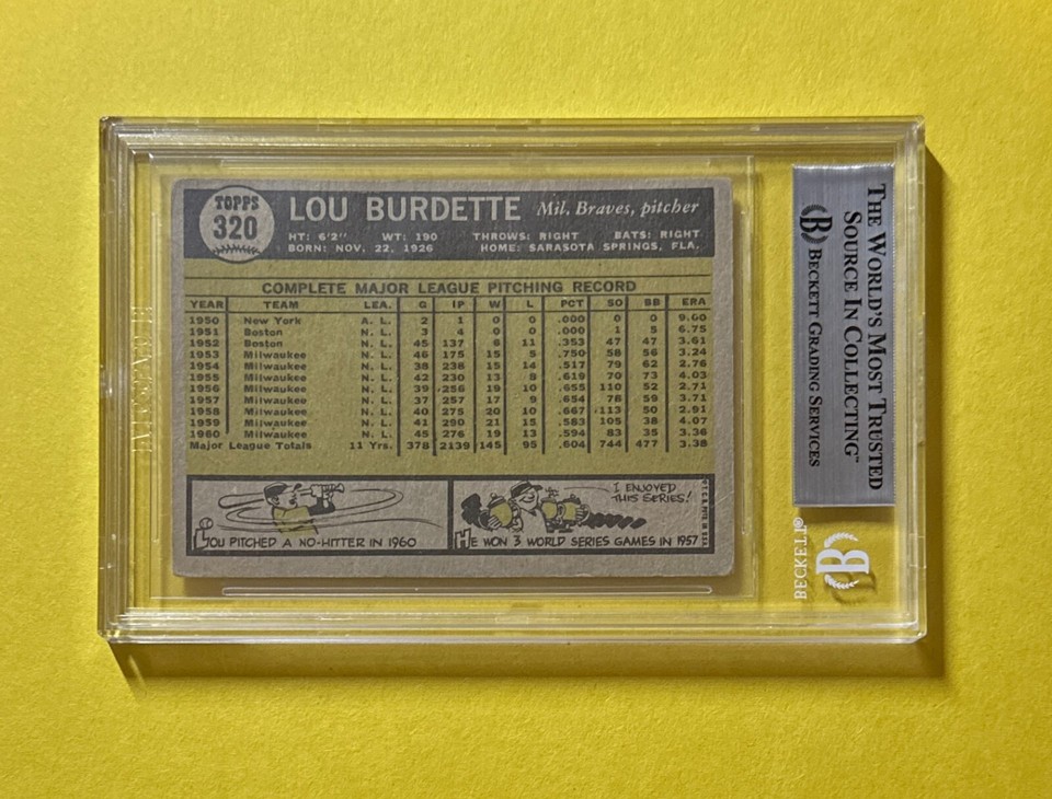 1961 TOPPS LOU BURDETTE #320 BECKETT AUTHENTIC SIGNED AUTOGRAPHED CARD ...