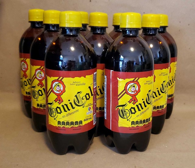 9 Pack Mexican ToniCol soda vanilla Bottles 600ml Hecho Mexico refresco ...