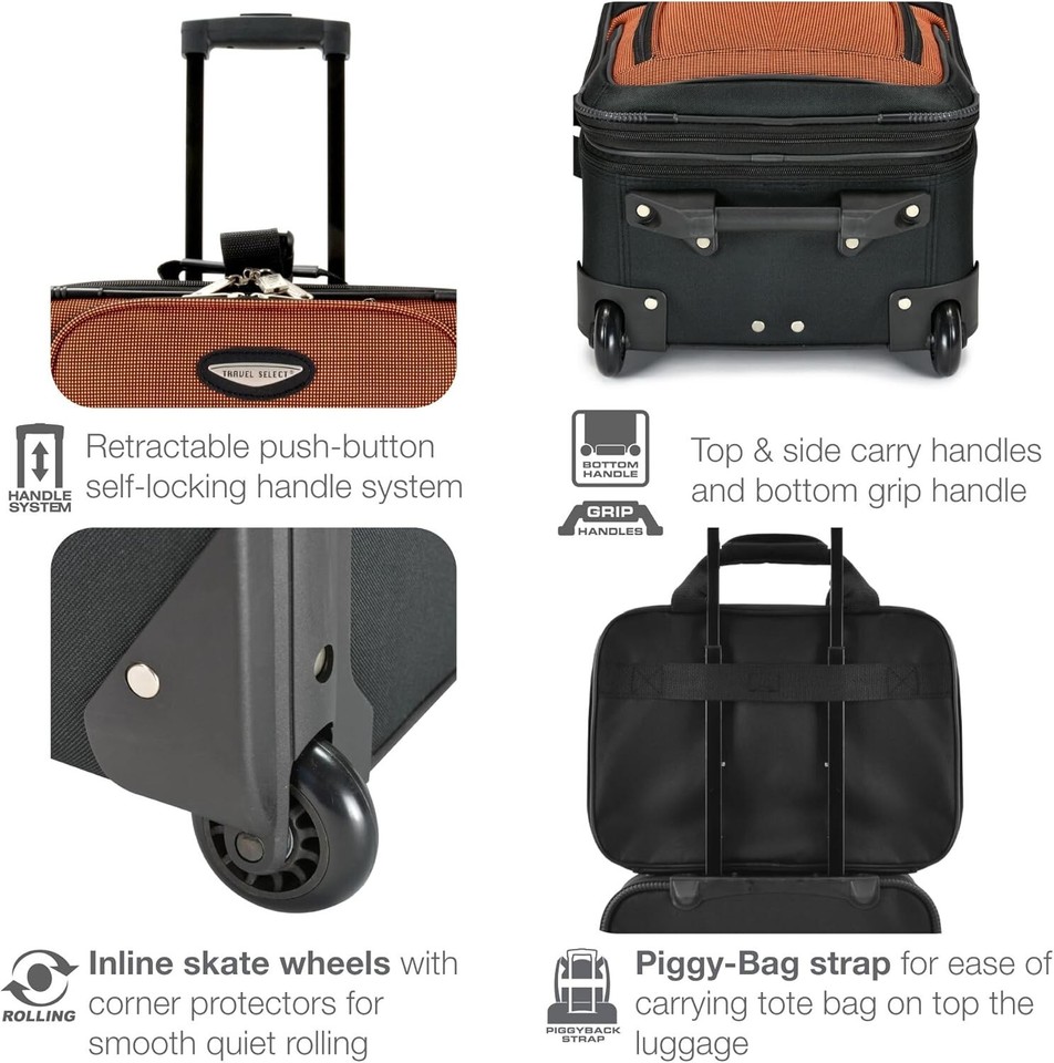 Travel Select 2 Piece Expandable Softside Luggage Set Carry On Tote Bag ...