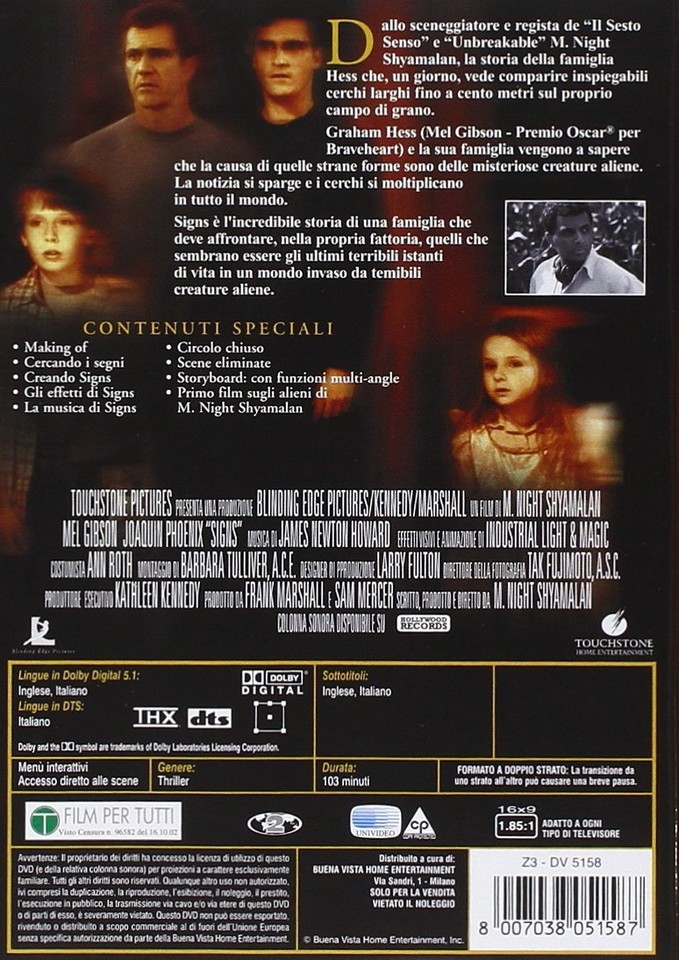 Signs (DVD) Mel Gibson Joaquin Phoenix Rory Culkin Abigail Breslin (UK ...