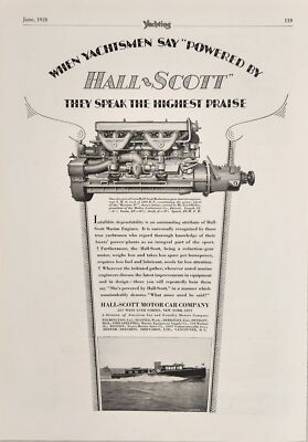 1928 Print Ad Hall-Scott Motor Car Co Reduction-Gear Marine Engines New ...