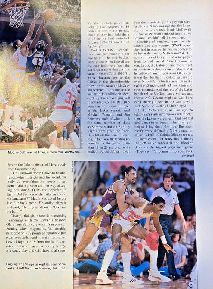 1986 Akeem Olajuwon Houston Rockets Basketball illustrated | eBay