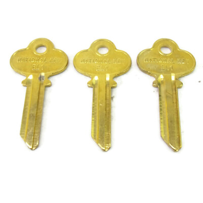 3-pcs EL1 Uncut Brass Key Blanks ~ Cole National U.S.A. | eBay