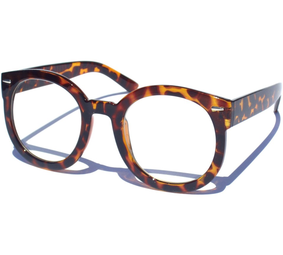 OVERSIZE ROUNDED Horn Rim Retro Clear Lens Glasses Hipster Nerd ...