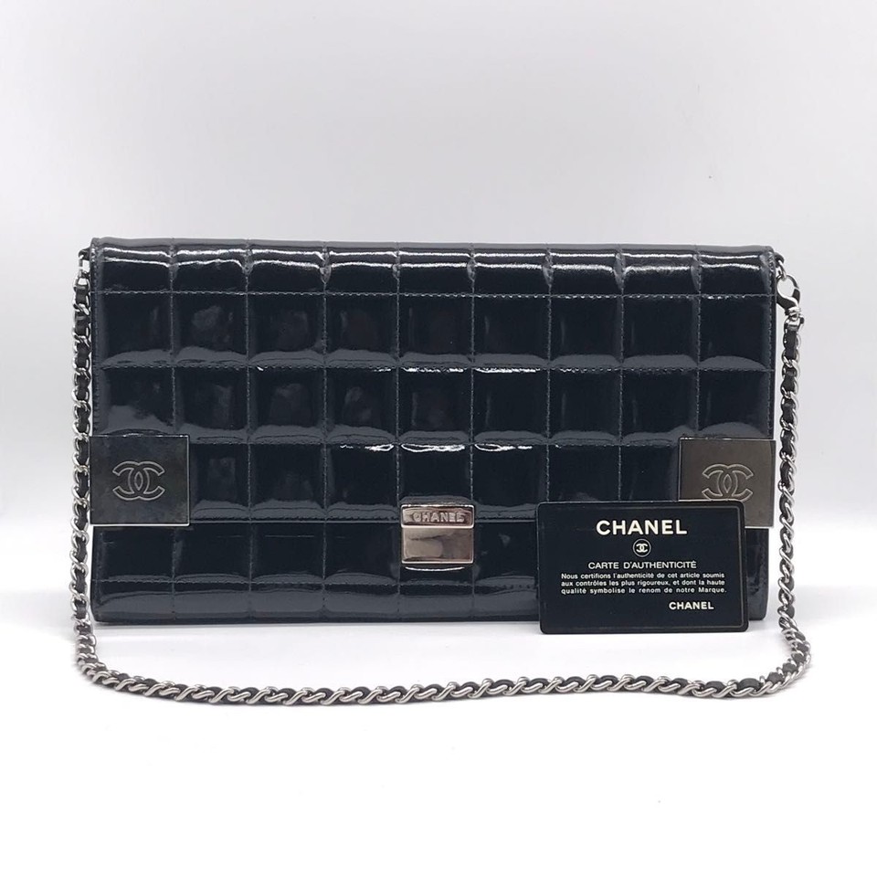 Authentic CHANEL Black 6747686 Chocolate Bar Chain Shoulder Bag SK0765 ...