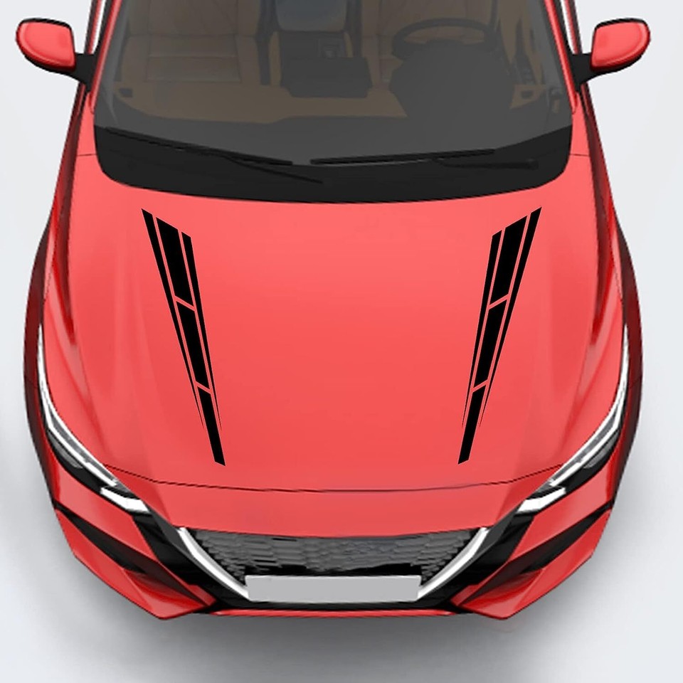 2pcs 31'' Black Stripe Graphics Front Hood Bonnet Vinyl Decal Stickers ...