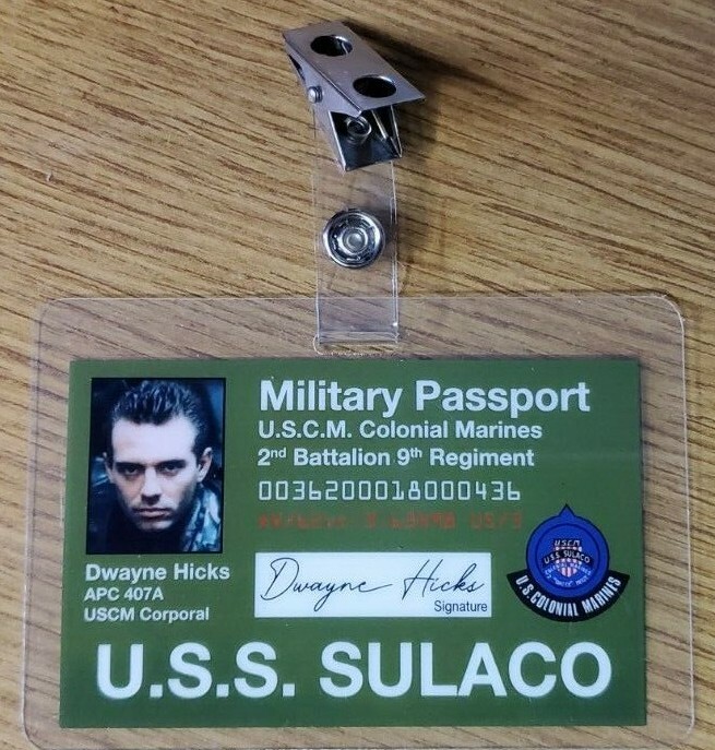 Aliens' Id Badge-Military Passport Colonial Marines Caporal Hicks ...