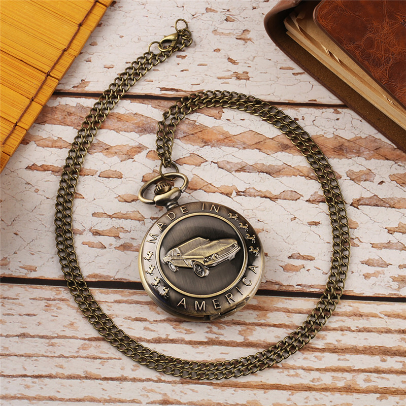 Vintage Style Car Design Pocket Watch for Men Women Quartz Necklace ...