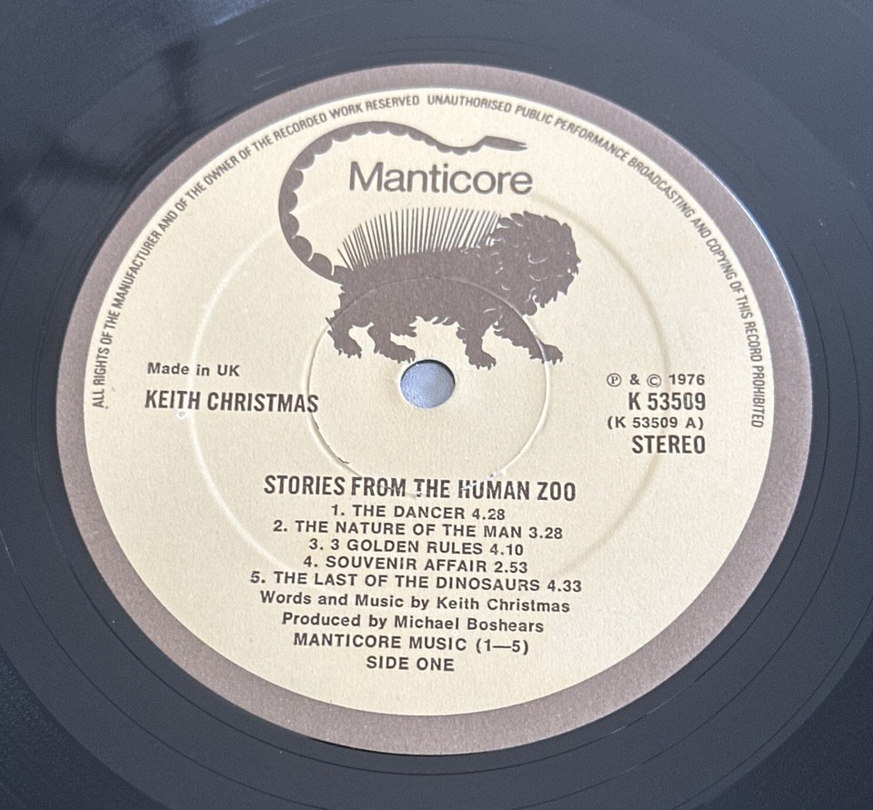 Keith Christmas – Stories From The Human Zoo UK 1976 Manticore – K ...