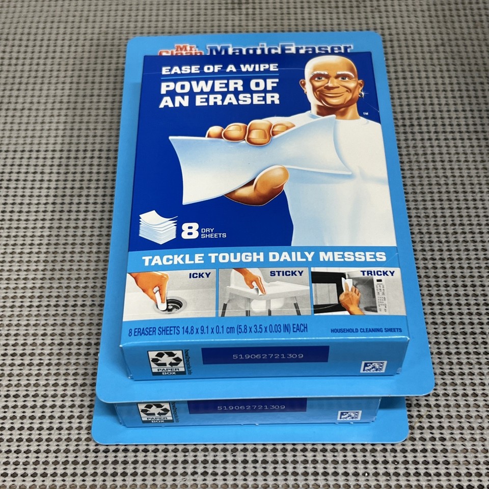 Mr. Clean Magic Eraser Power Wipes Thin Dry Sheets 8 Counts x 2 Boxes ...