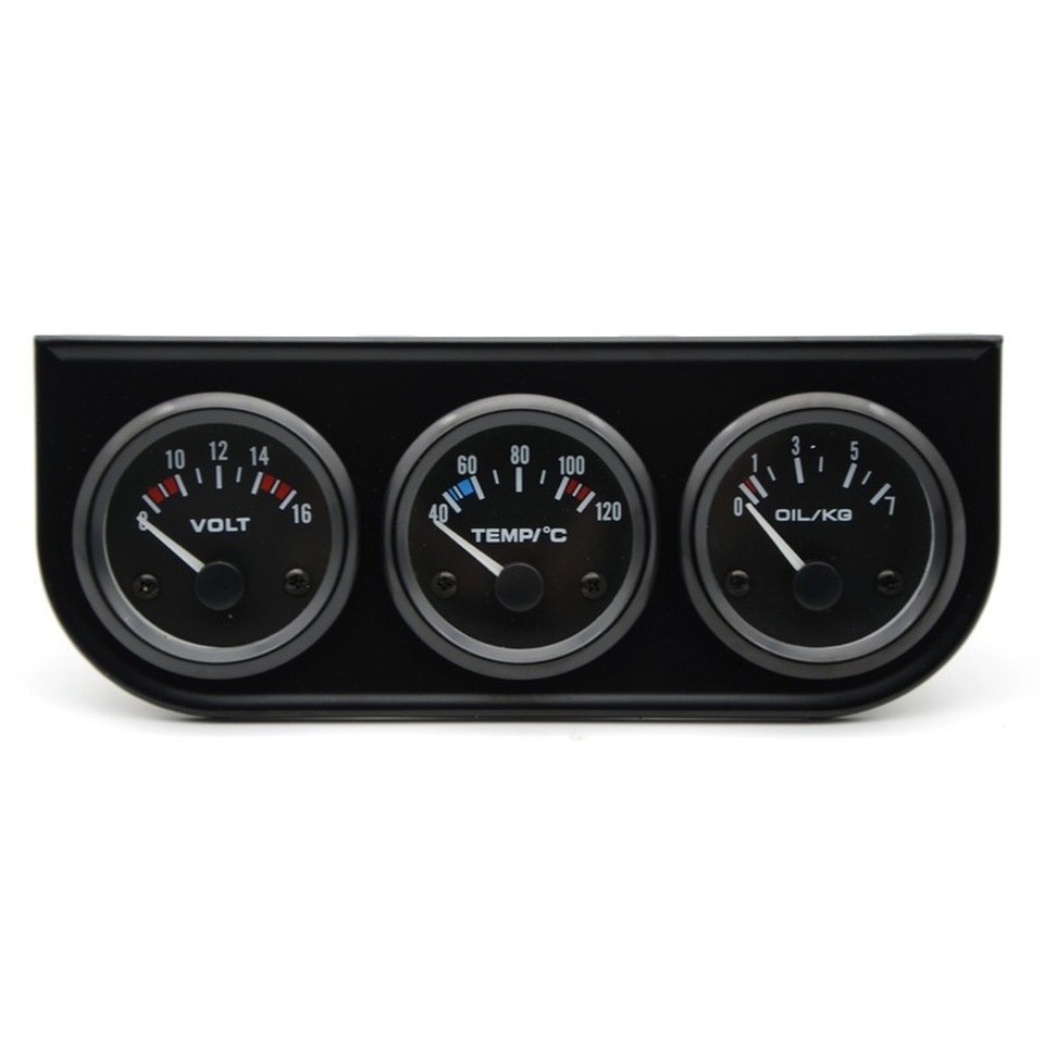 52MM Black Triple Gauge Set LED Display Voltage Water Temperature for ...