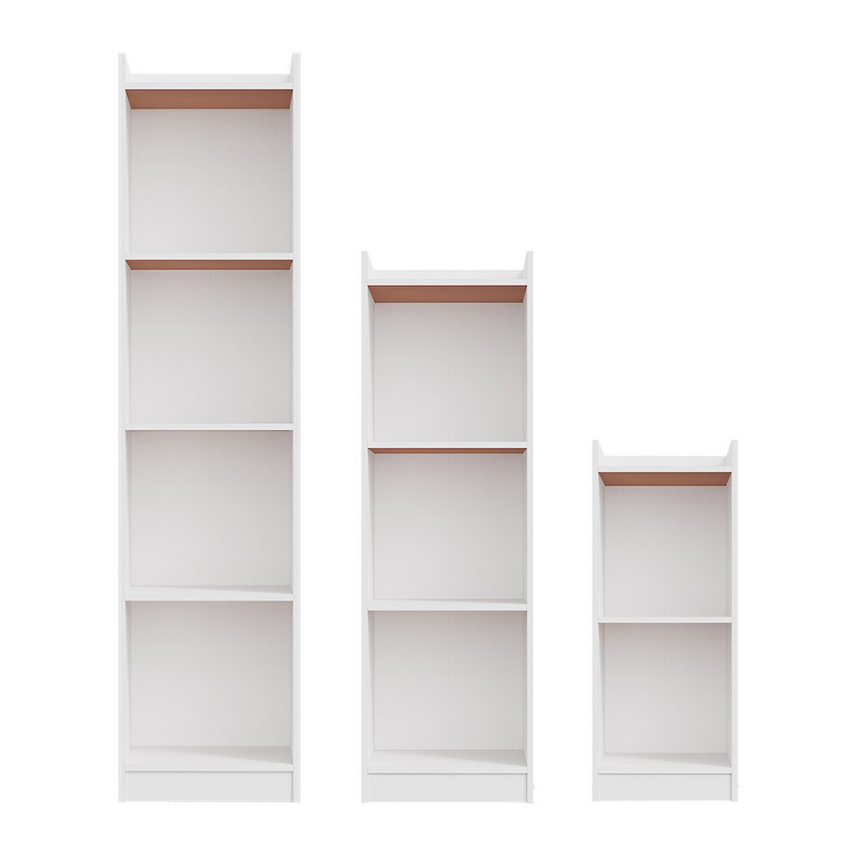 Modern White Wooden Bookcase – Tall & Skinny Bookshelf Cube Shelves ...